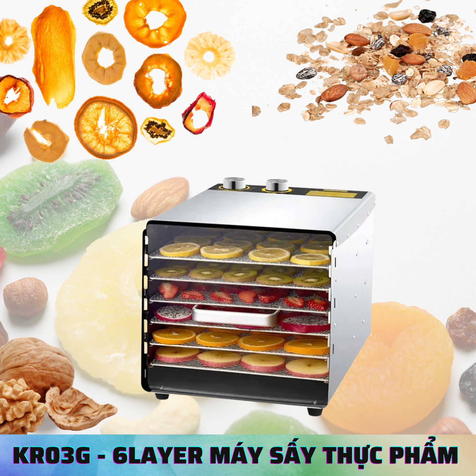 Máy sấy hoa quả Koresta KR-03G - 6 khay